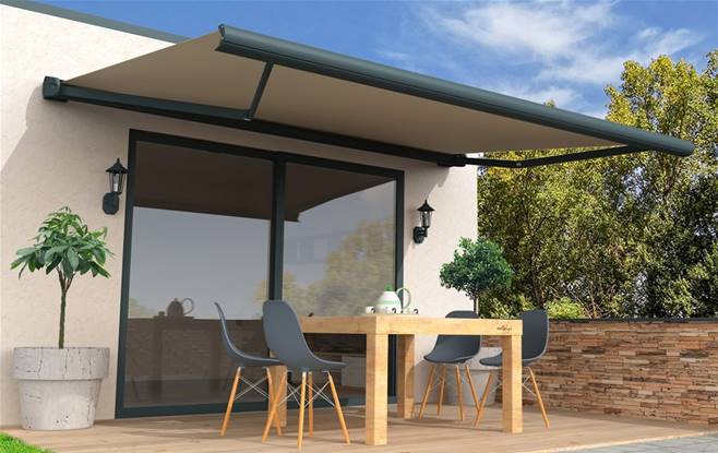 Store banne coffre intégral aluminium motorisé sur-mesure